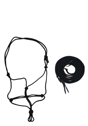 Black Rope Halter & Lead Rope HandMade Nylon Headcollar Horses/Cow ...