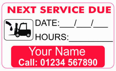 Forklift Plant Machinery Sticker Service Reminder | Service Due Sticker ...