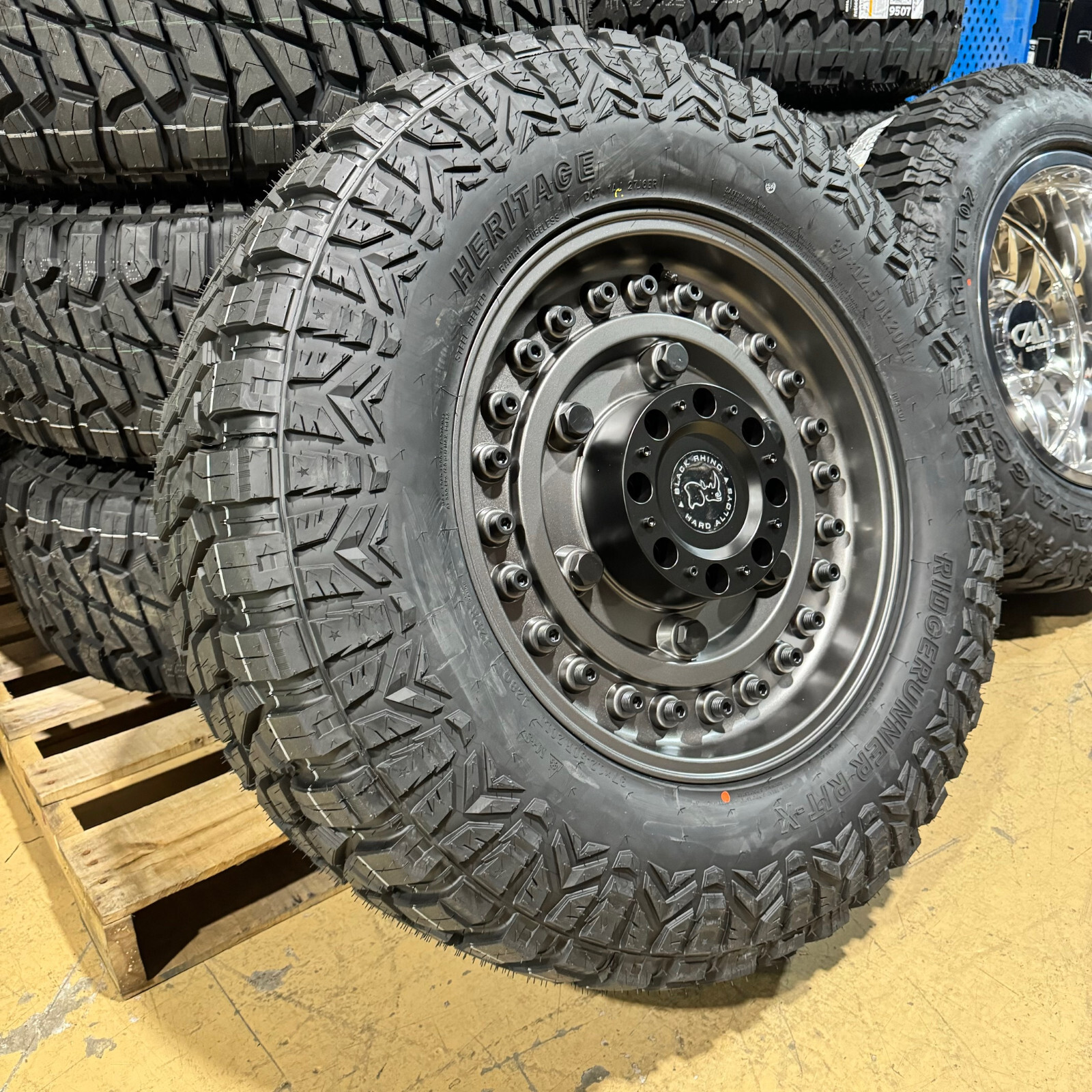 4) 20x9.5 Black Rhino Armory Wheels 37" AT RT Tires 8x6.5 Dodge Ram ...