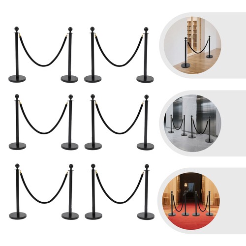 12PCS Black Stanchion Posts Queue Pole with 8 Ropes Crowd Control ...