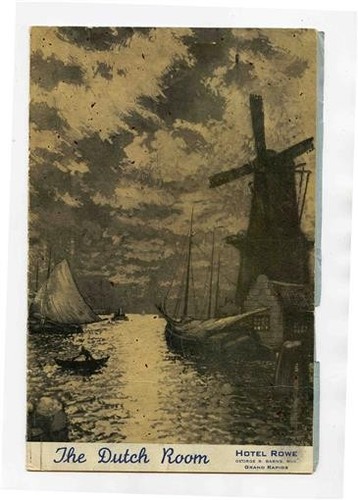 The Dutch Room Menu Hotel Rowe Grand Rapids Michigan 1945 | eBay