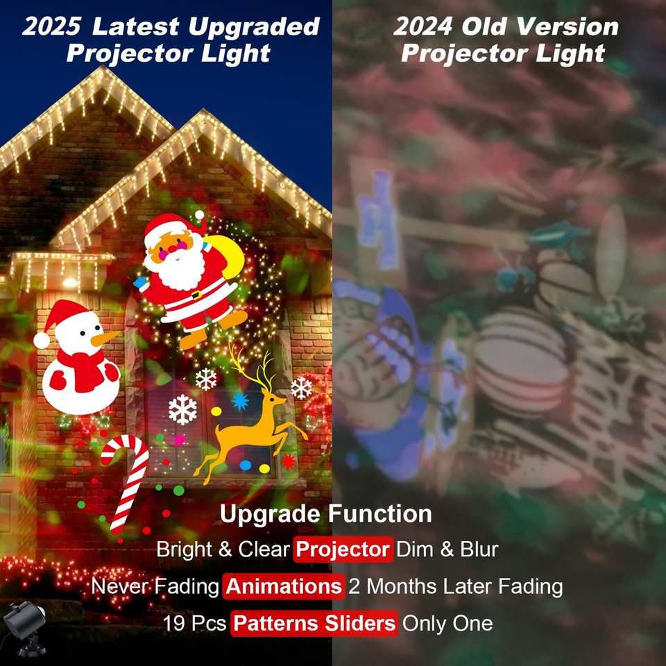 Brighter Christmas Projector Lights Outdoor,2025 Upgrade Holiday ...