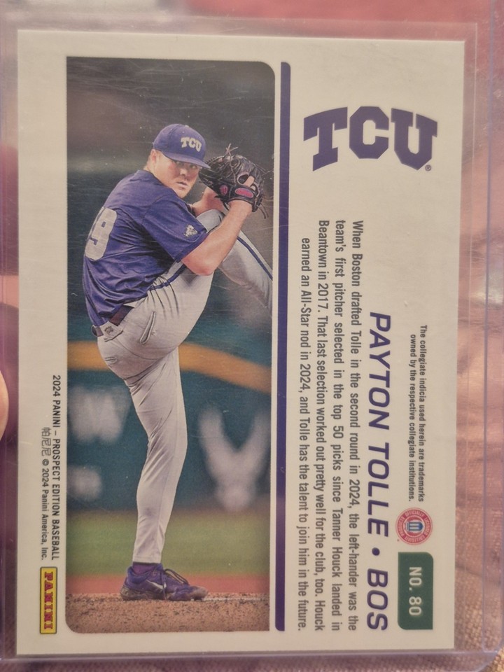 Payton Tolle- 2024 Panini Prospect Edition Holo Red Prizm 177/199- Red ...