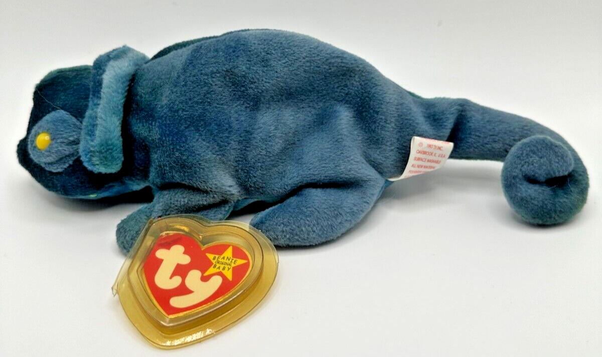 Ty Beanie Baby Rainbow The Chameleon Dark Blue 1977 5th Generation ...