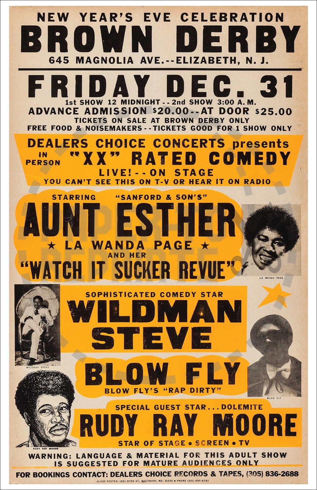 AUNT ESTHER, WILDMAN STEVE, BLOW FLY, RUDY RAY MOORE - CONCERT POSTER ...