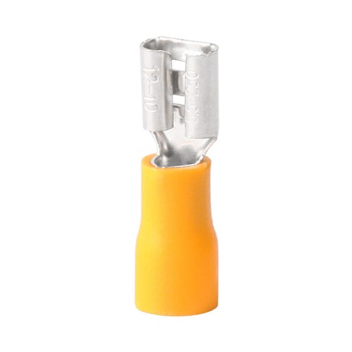 Yellow 6.3mm Female Spade Terminal Crimp 12-10AWG Wire Connectors ...