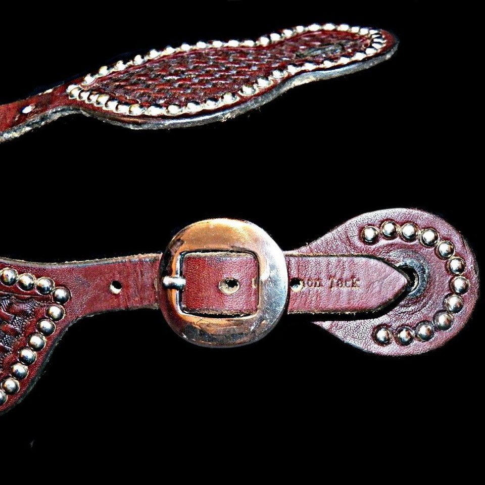 Cowperson Tack Studded Basketweave Leather Buckaroo Vaquero Ladies Spur ...