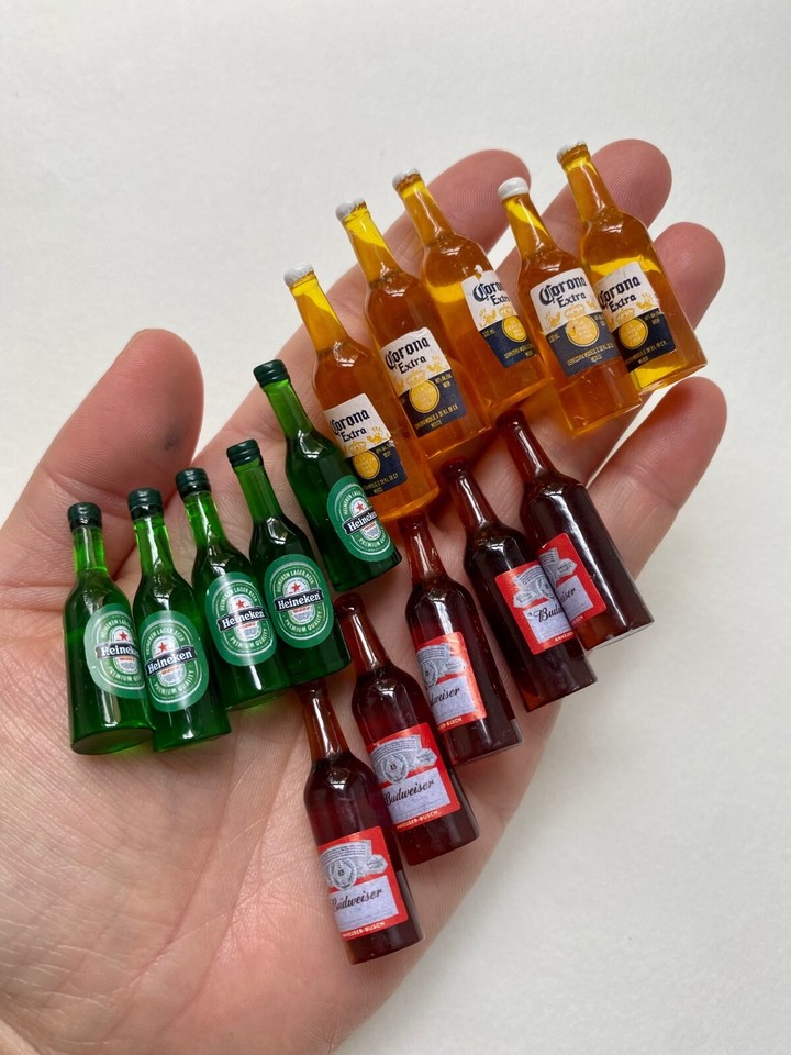 lot 15 pcs 1:6 Dollhouse Miniature Beer Alcohol Liquor Budweiser Corona ...