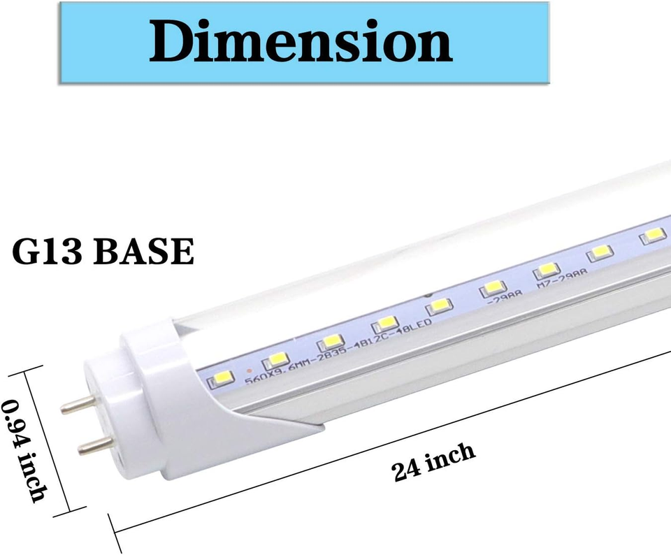 T8 T10 T12 2FT LED Light Tube - 8W 24 Inch Led Fluorescent Tube , 20W ...