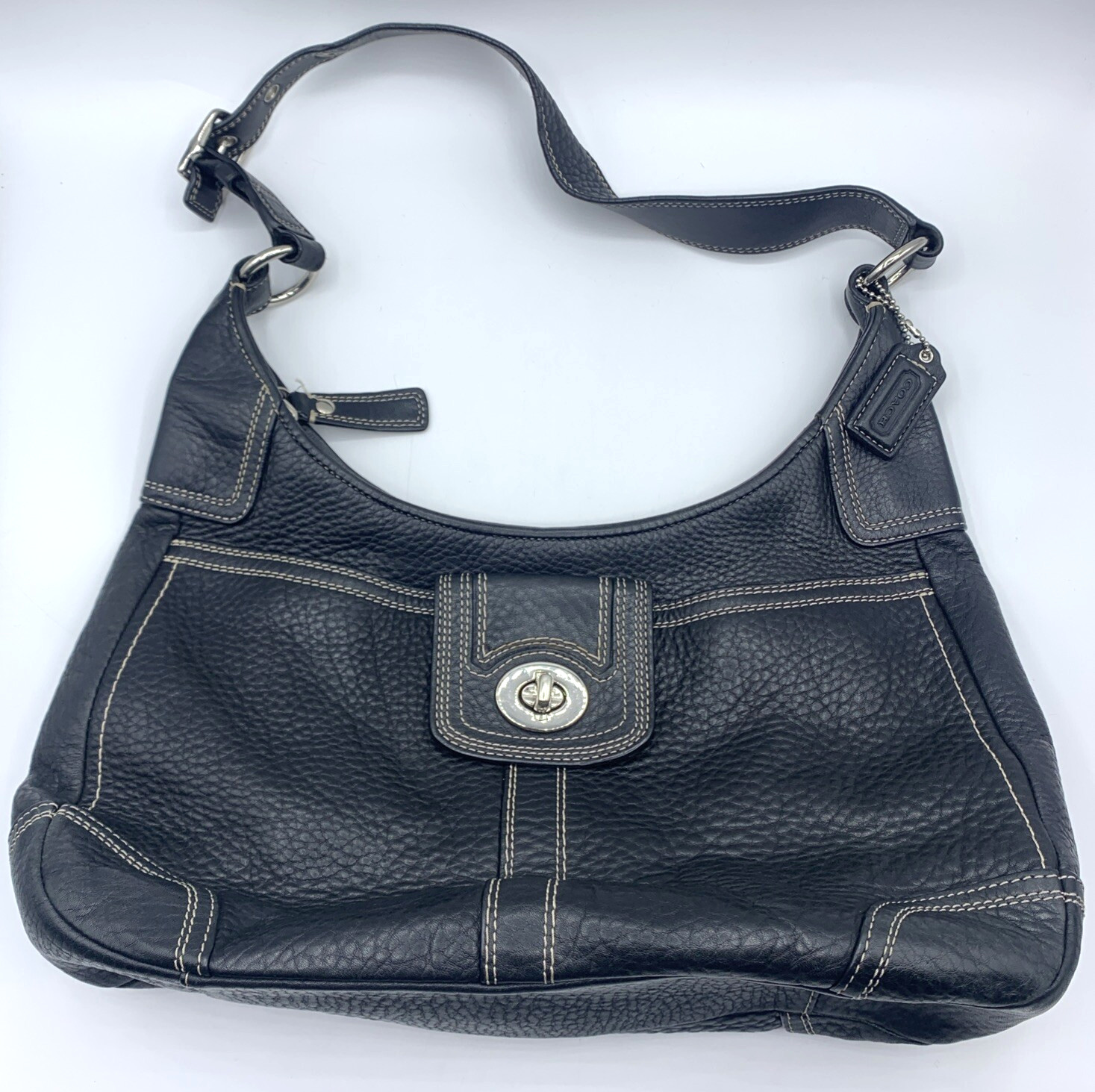 Coach Hamilton Black Pebbled Leather Hobo Bag Purse F… - Gem