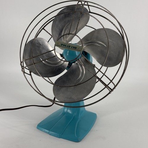 Vintage Fan 1950s Polar Cub 12" Oscillating Metal. Antique. Baby Blue ...