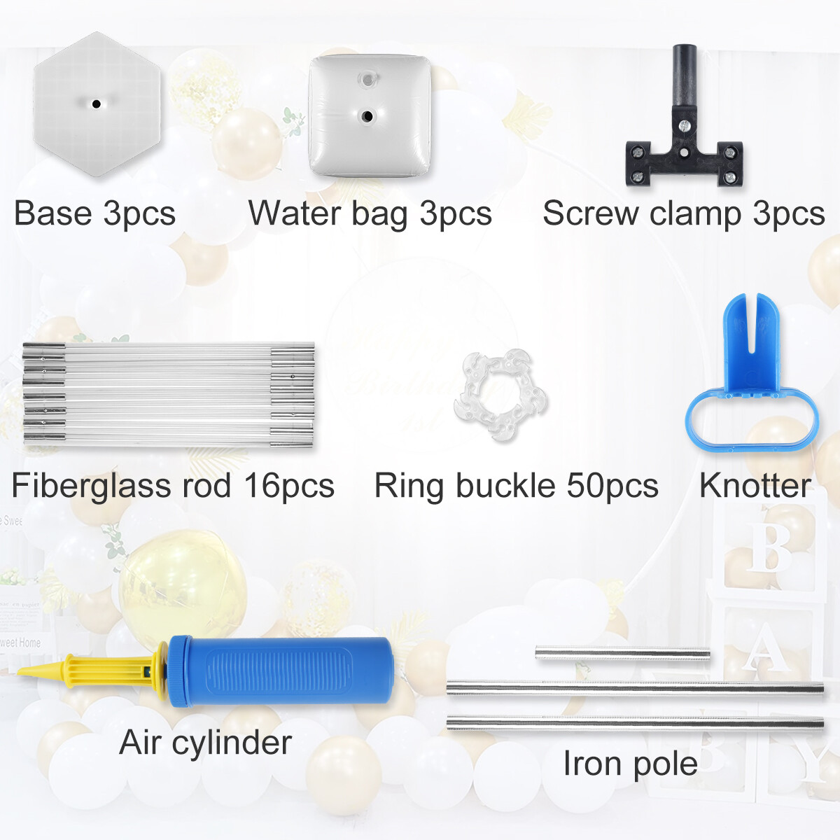 Round Balloon Arch Stand Kit Reusable and Durable Balloon Garland Stand ...