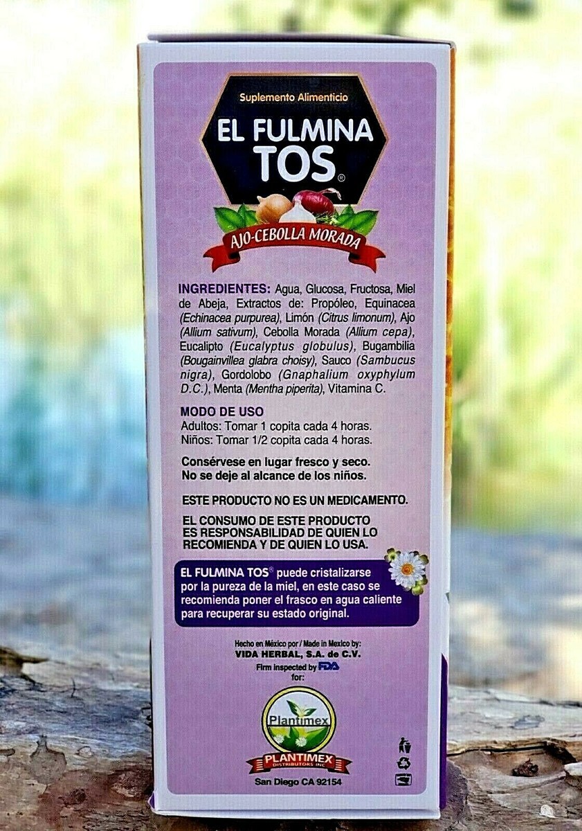 Mexico Cough Syrup Fulmina Tos Natural Honey Cough Relief Syrup