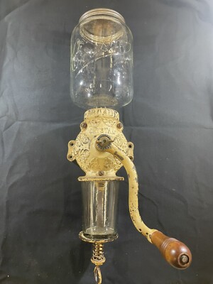 Rare! Antique Arcade White #3 Coffee Grinder ALL ORIGINAL Jar Catch Cup ...