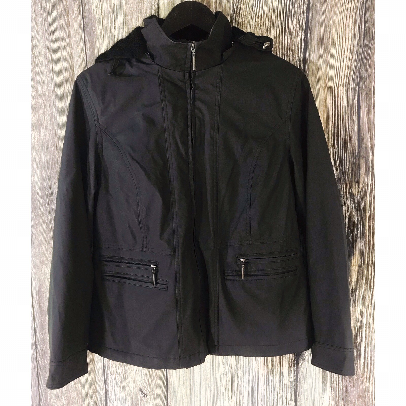 Weatherproof Since 1948 Black Medium Softshell Jacket Coat Lined Hooded ...