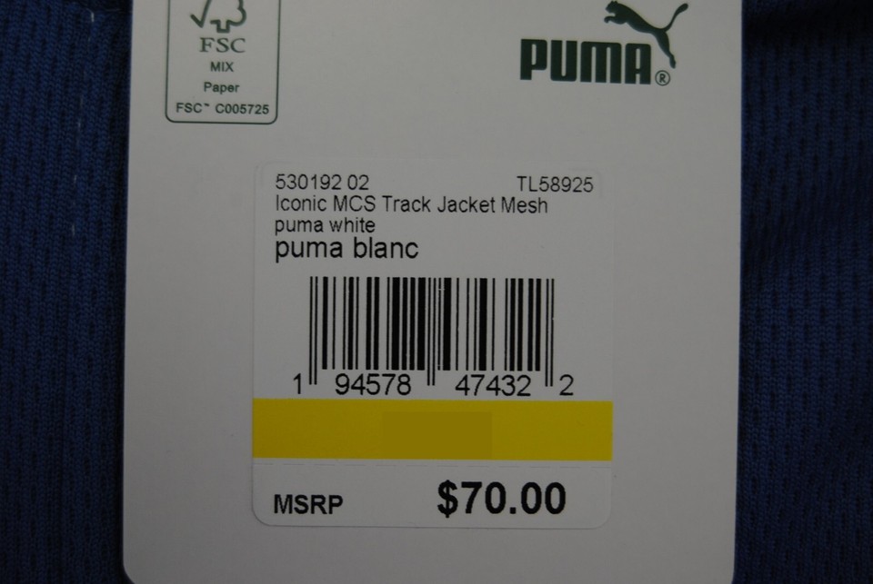 NEW MEN'S PUMA 530192-02 ICONIC MCS TRACK JACKET MESH PUMA WHITE BLUE ...