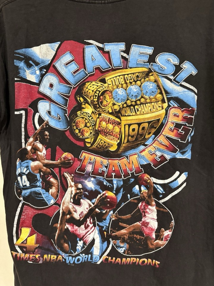 Vintage 1996 Chicago Bulls Greatest Team Rap Tee T-Shirt ST Evans XL ...