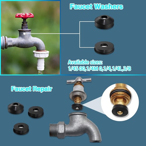 KEZE 96 PCS 10 Size Faucet Washers Assorted Kit with Brass Bibb Screws ...