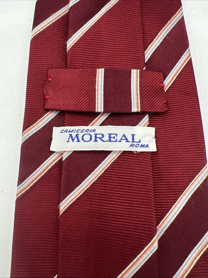Camiceria Moreal Roma Men's Silk Neck Tie Red Blue White Gold Striped ...