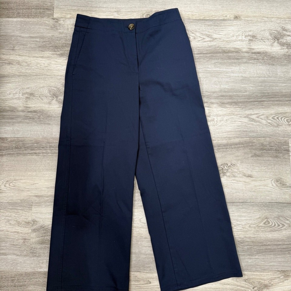 Ann Taylor Curvy Fit Wide Leg Cropped Pants Women's Size 6 Navy Blue | eBay