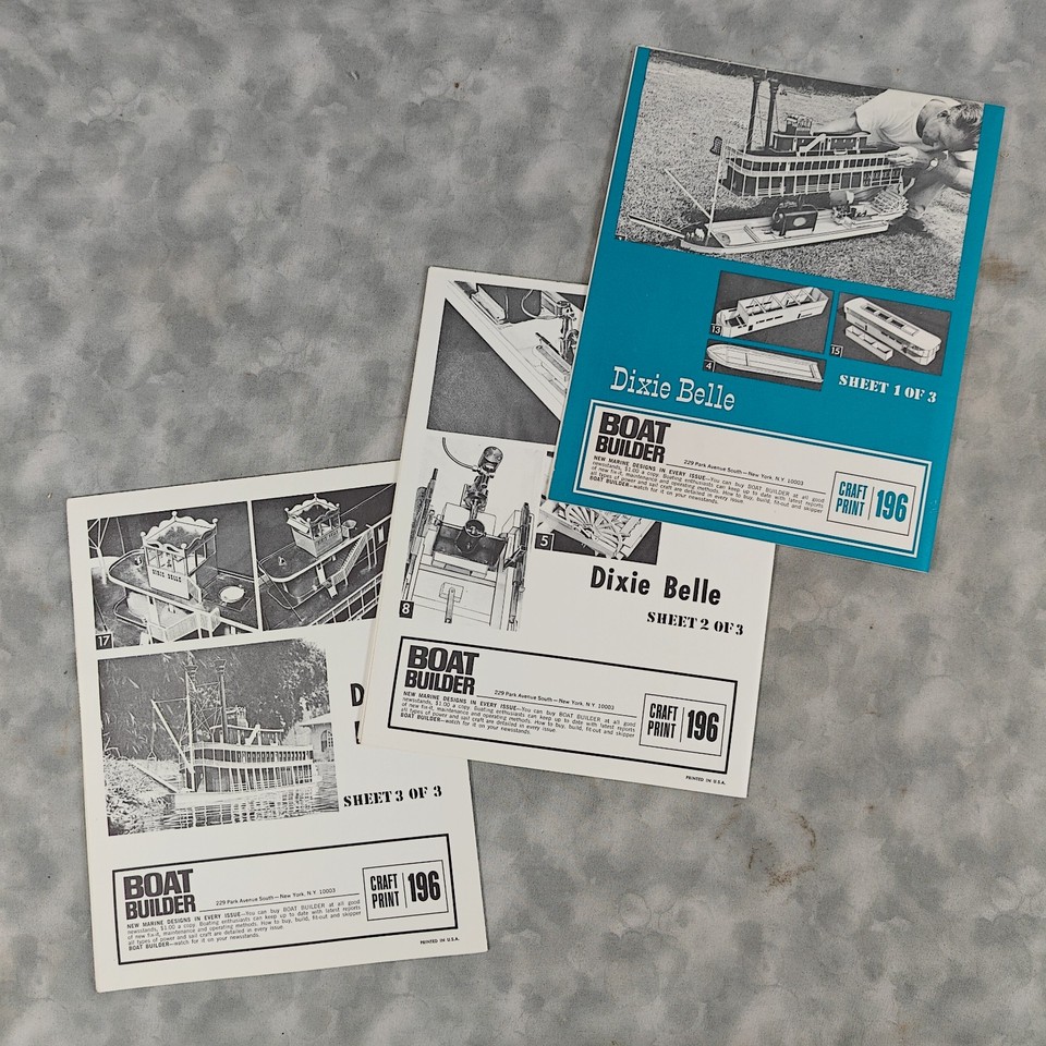 Dixie Belle Riverboat Model Plans Boat Builder Craft Print 196 Set of 3 ...