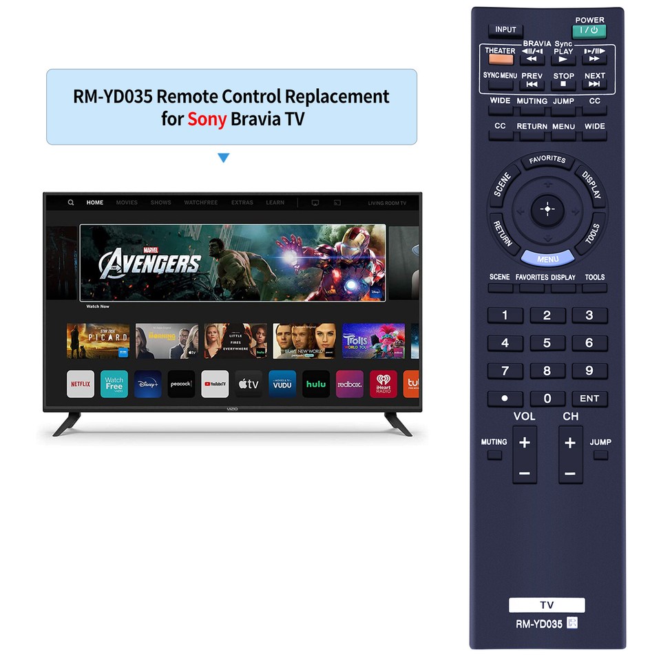 RM-YD035 Remote Control For Sony Bravia TV KDL-32BX300 KDL-46EX400 KDL ...