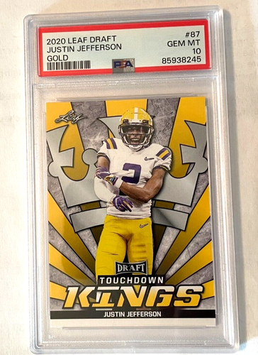 Justin Jefferson 2020 Leaf Draft Gold #87 Touchdown Kings RC (PSA 10 ...
