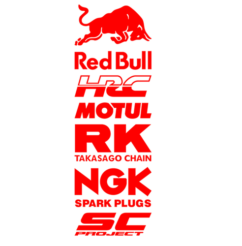 Autocollants sponsors moto red b motul hrc nkg sc project rouge VINYLE ...