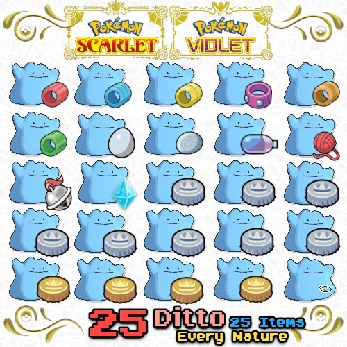 All 25 Ditto Every Nature Masuda Method JPN with 25 Items Pokemon ...