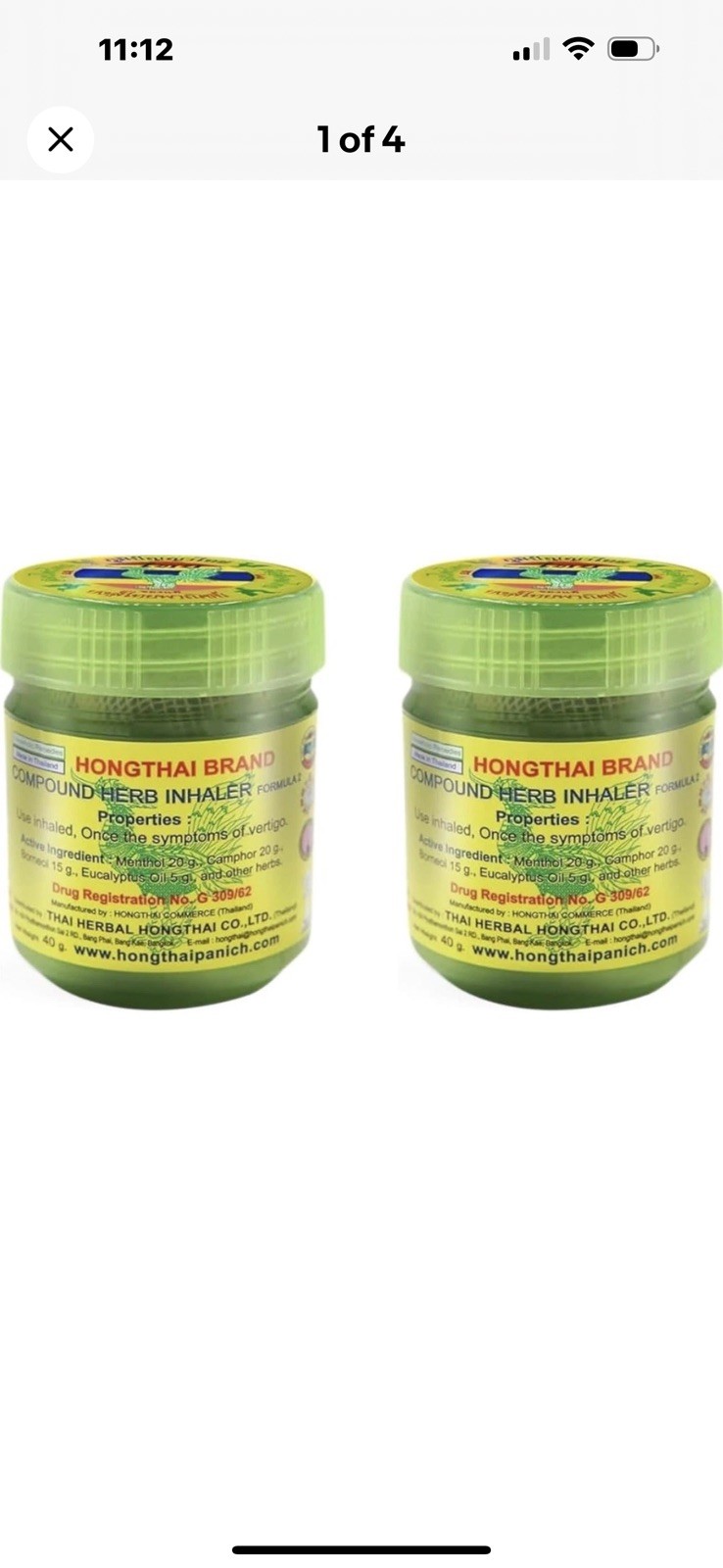 2 x Thai Compound Herbal Inhaler YADOM STUFFY NOSE FORMULA 2 GREEN ...