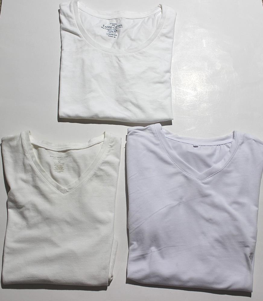 Three (3) Different Shades of White T-Shirts Tops Tee… - Gem