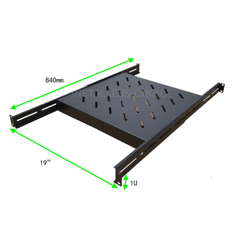 Fixed Rack Vented Server Shelf 1U 19" 4-Post Adjustable Depth 17" to 33 ...