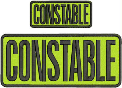 CONSTABLE EMB PATCH 4X10 AND 2X5 VELCR@ ON BACK BLACK ON LIME GREEN | eBay