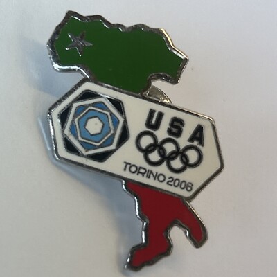 VINTAGE Torino Italy 2006 Winter Olympics USA RARE Enamel PIN Aminco 1. ...