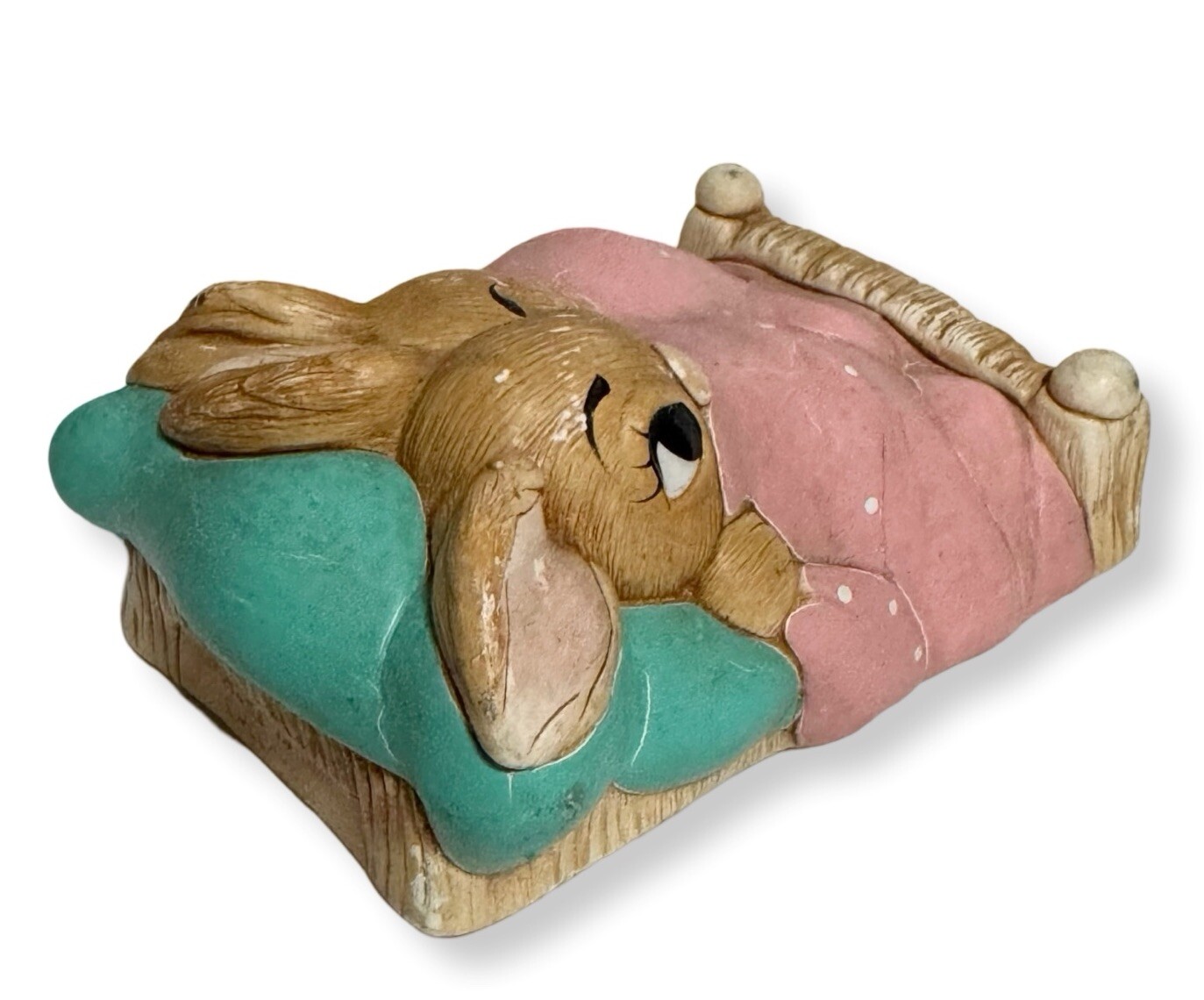 Vintage Pendelfin Bunny Rabbit Figurine - “Twins” Pink Blanket Bed ...