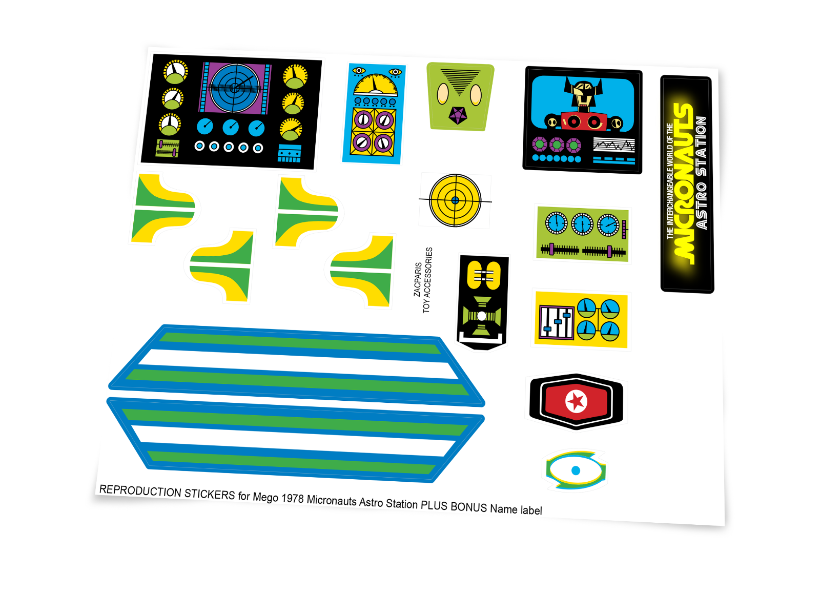 CUSTOM STICKERS for 1976 Mego Micronauts Astro Station + NAME LABEL | eBay