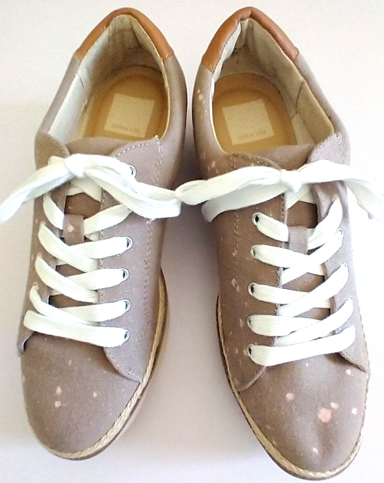 Dolce Vita Sneakers Tomas Rope Canvas Taupe Paint Splatter Platform ...