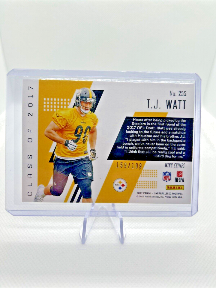 2017 Unparalleled T.J. Watt 159/199 Yellow Wind Chimes Rookie Card 255 ...