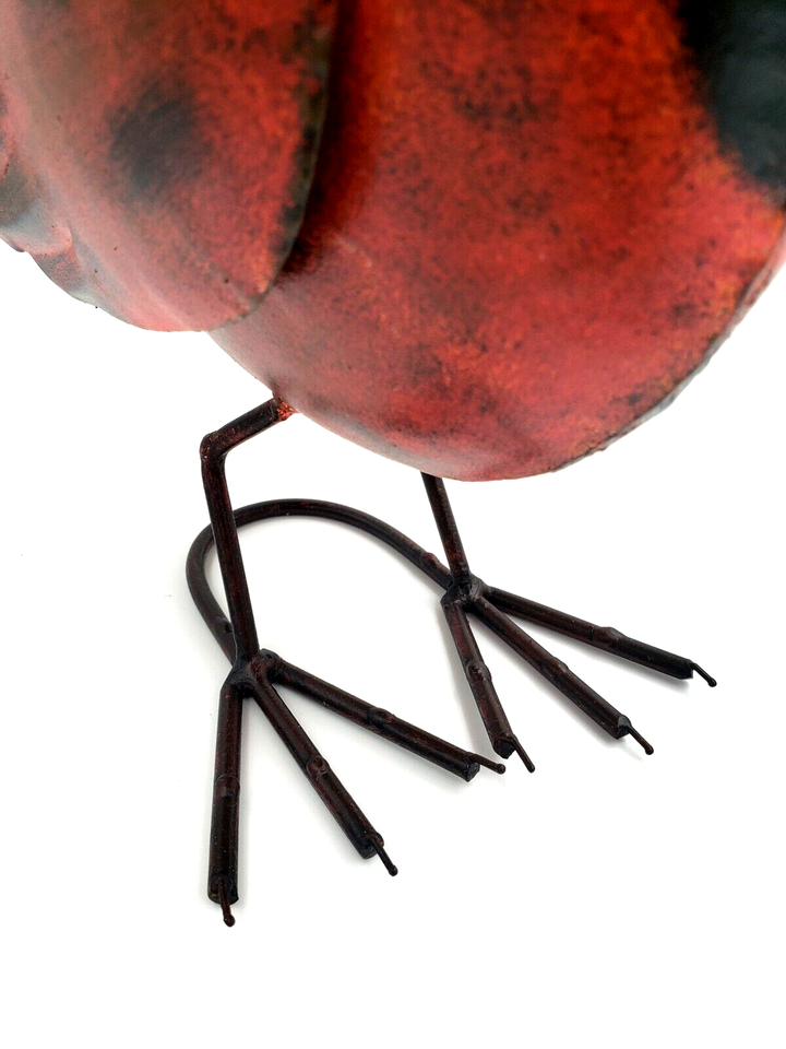 METAL WATERING CAN CARDINAL STATUE FIGURINE GARDEN DECOR BLUE HANDWORKS ...