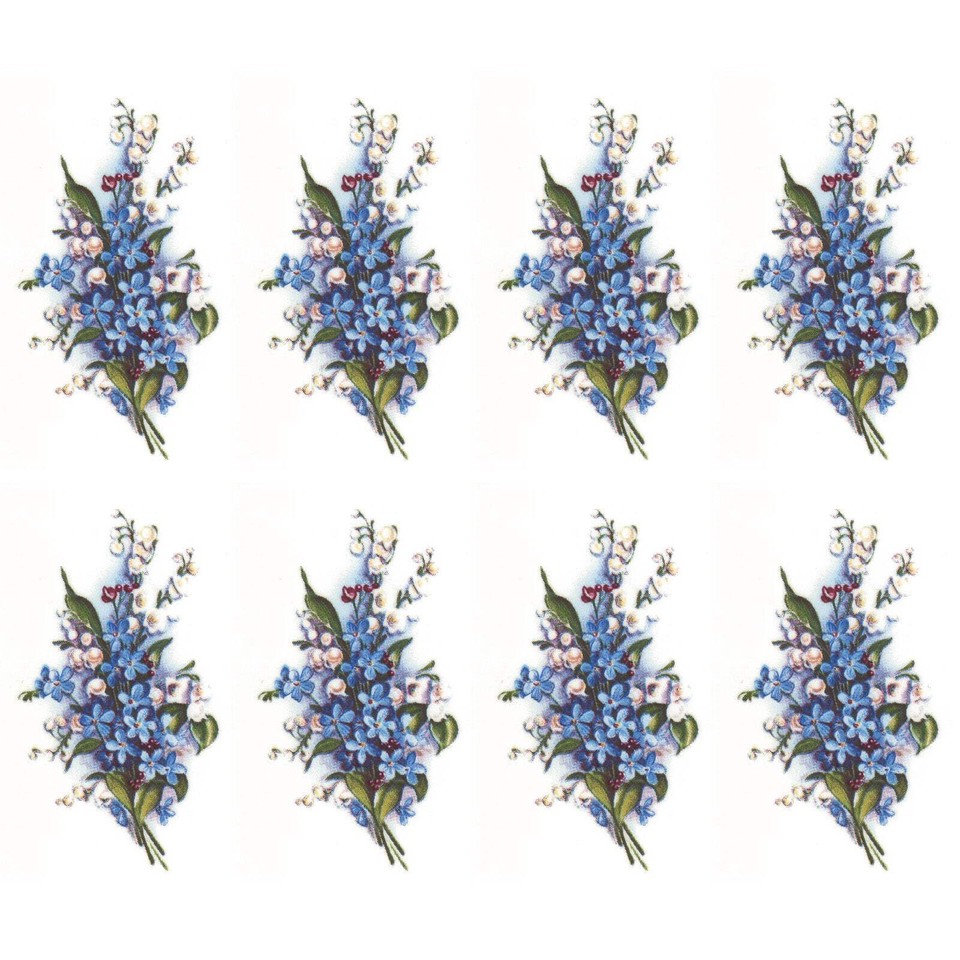 Forget Me Not Lily Flowers 2 Inch 8 pcs Overglaze Waterslide Ceramic ...