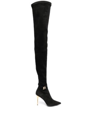 Balmain Raven Boots black suede Over The Knee Thigh High Balmain Raven Boots black suede Over The Knee Thigh High