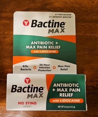 NEW Bactine Max Antibiotic + Max Pain Relief No Sting Ointment EXP 7-26 ...