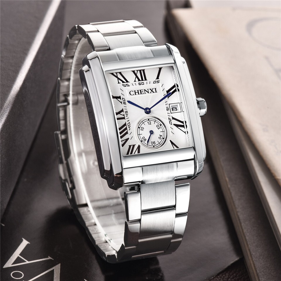 CHENXI Men Watch Roman Numeral Quartz Wristwatch Male Business Leather ...