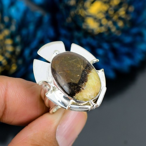 Natural Septarian Gemstone Statement Brown Ring Size 7 925 Sterling ...