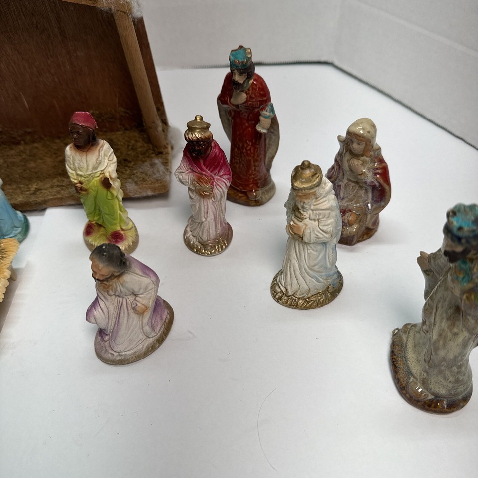 Lot of Vintage Nativity Set Chalkware Figures Christmas Baby Jesus ...