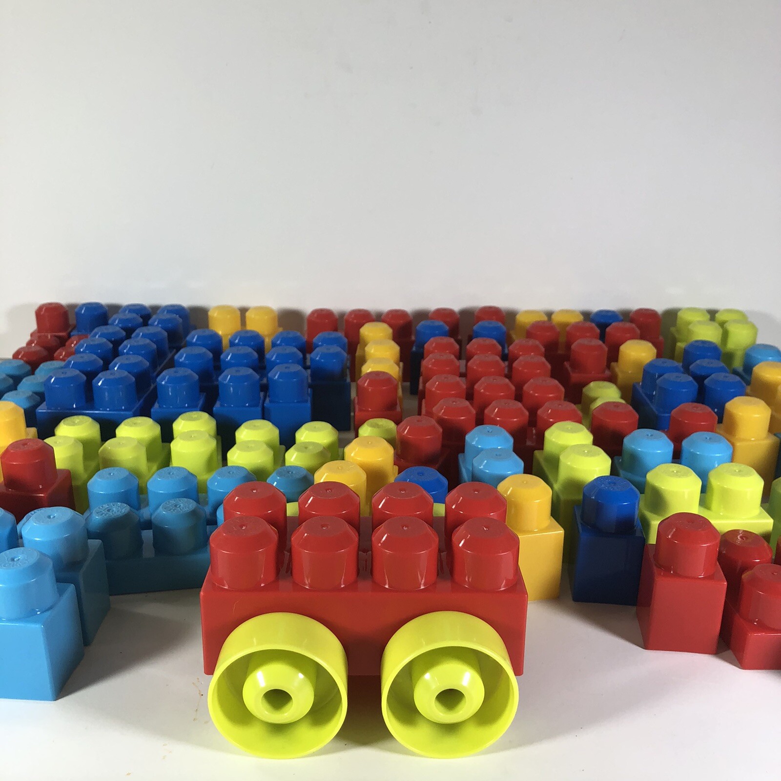 Mega Bloks Building Blocks 80pc piece Primary Colors Age 1-5 with wheel ...