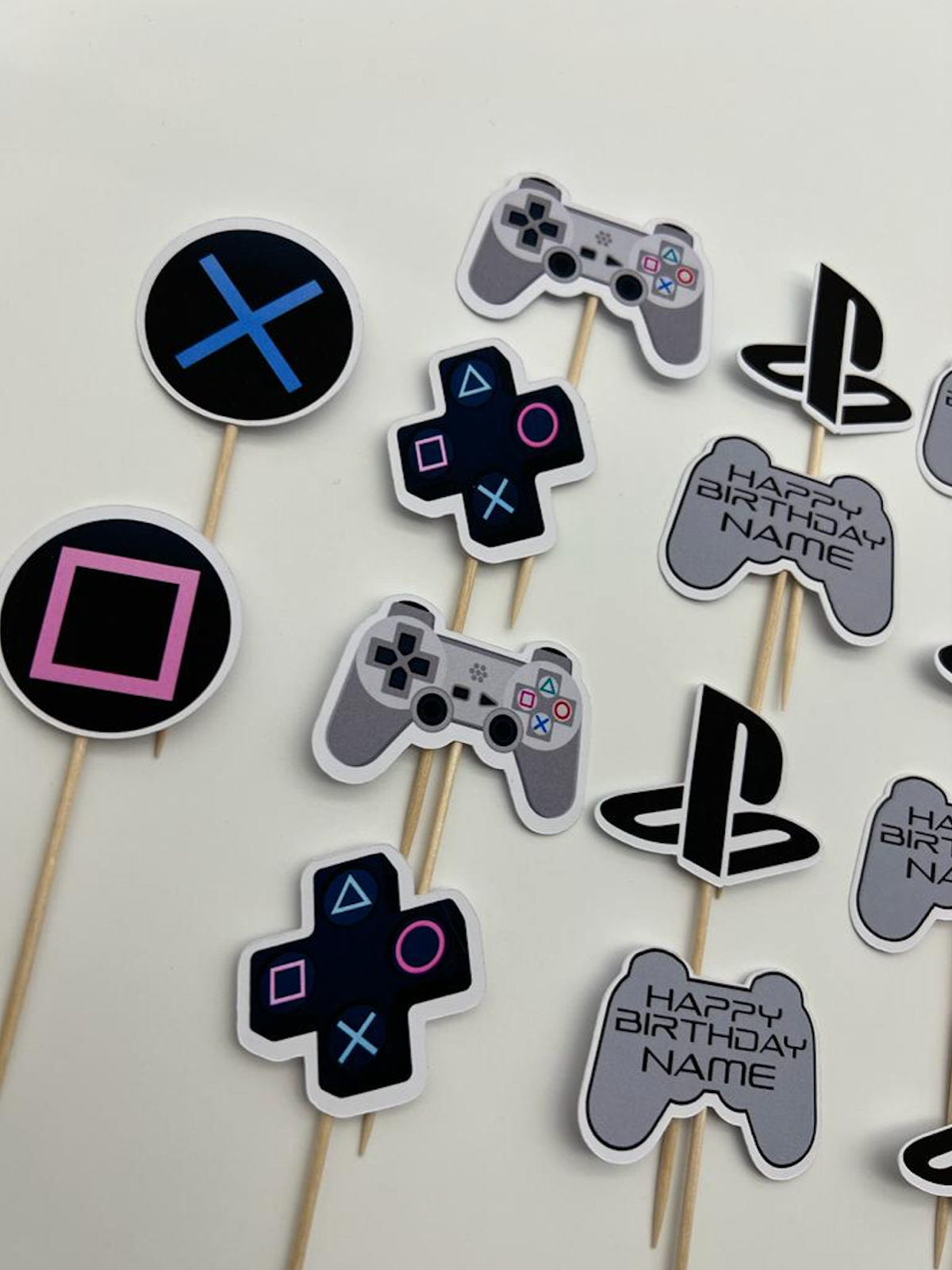 20x Personalised Playstation PS5 Cupcake Toppers Gaming Birthday Cake ...