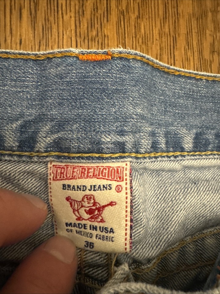 True Religion Men's Blue Jeans Straight Leg Flap Pocket Big T Size 36 ...