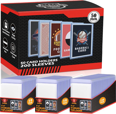 Trading Card Sleeves Hard Plastic Clear Case Holder 200 Baseball Cards ...