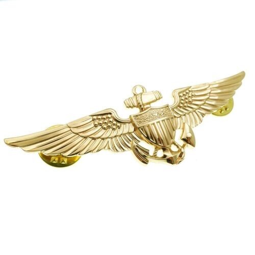 2 Set WW2 WWII U.S.Navy Metal Aviator Pilot Wings Badge Pins Golden ...
